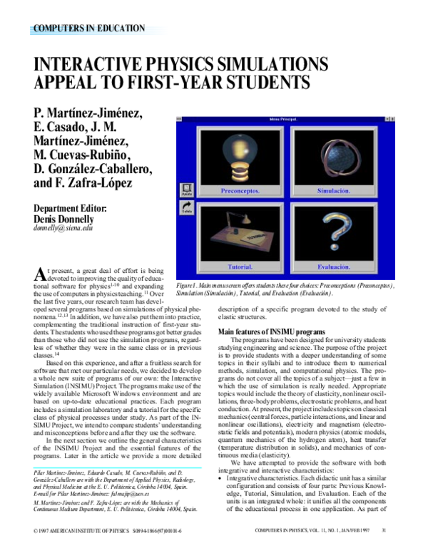 (PDF) Interactive Physics Simulations Appeal to First-Year Students