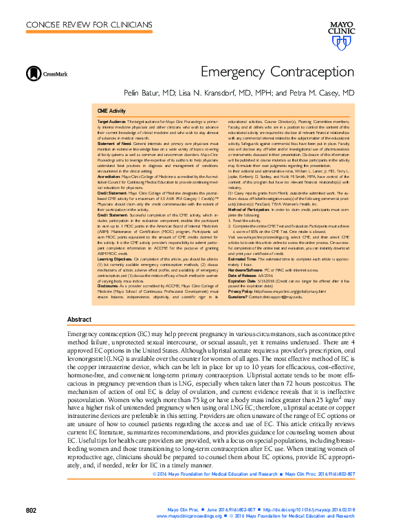 (PDF) Emergency Contraception