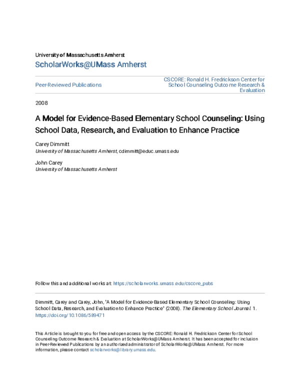 (PDF) A Model for Evidence‐Based Elementary School Counseling: Using ...