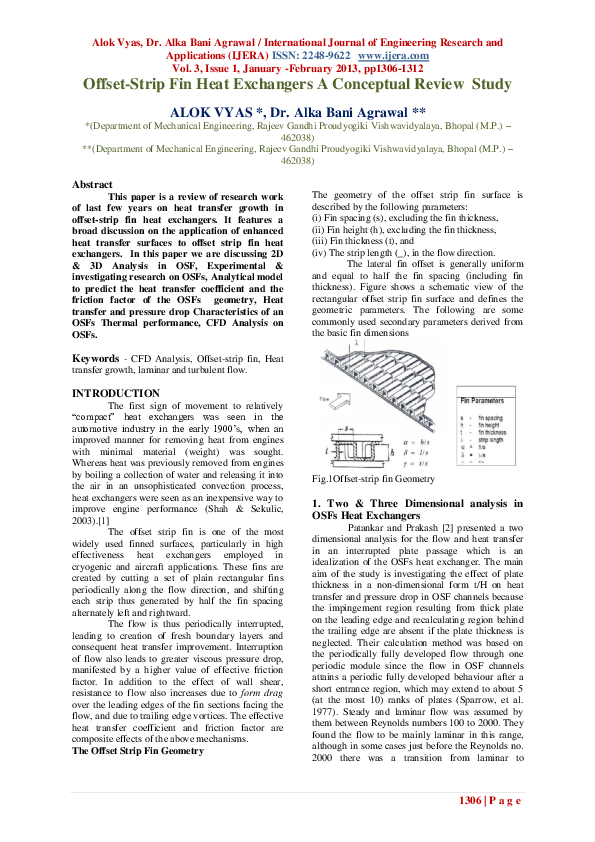 (PDF) Offset-Strip Fin Heat Exchangers A Conceptual Review Study