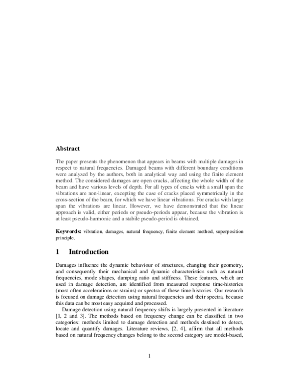 (PDF) Detection of Multiple Cracks in Beams using the Superposition Property