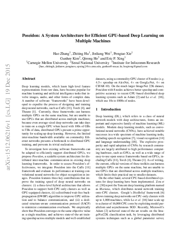 (PDF) Poseidon: A System Architecture for Efficient GPU-based Deep Learning on Multiple Machines