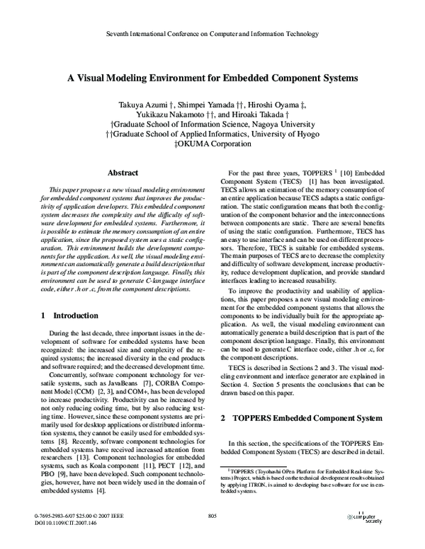 (PDF) A Visual Modeling Environment for Embedded Component Systems