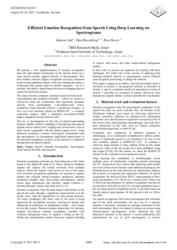 (PDF) Efficient Emotion Recognition from Speech Using Deep Learning on Spectrograms