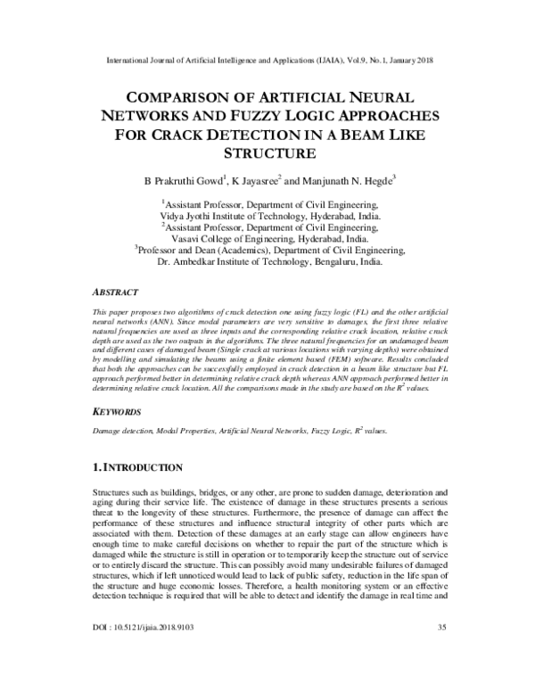 (PDF) Comparison of Artificial Neural Networks and Fuzzy Logic Approaches for Crack Detection in ...