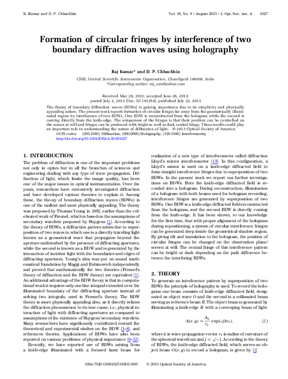 (PDF) Formation of circular fringes by interference of two boundary ...