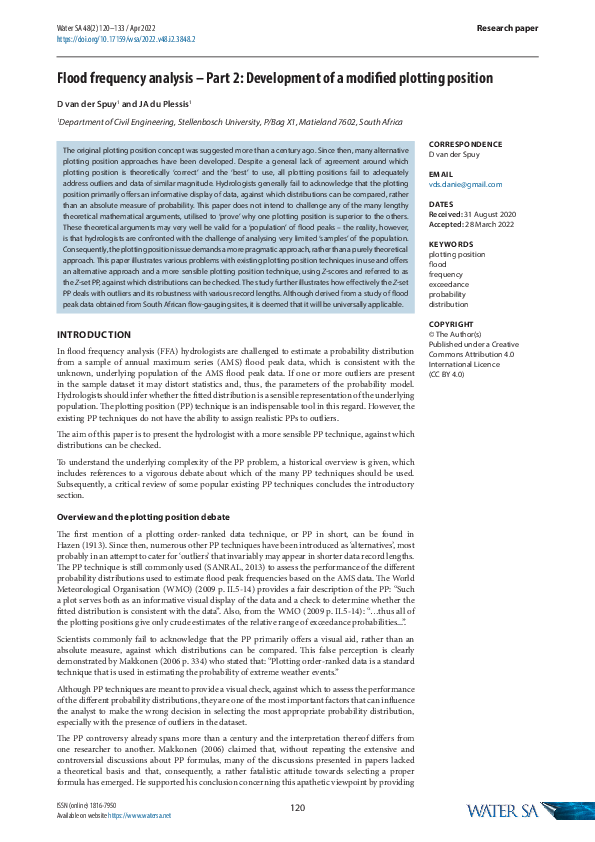(PDF) Flood frequency analysis – Part 2: Development of a modified plotting position