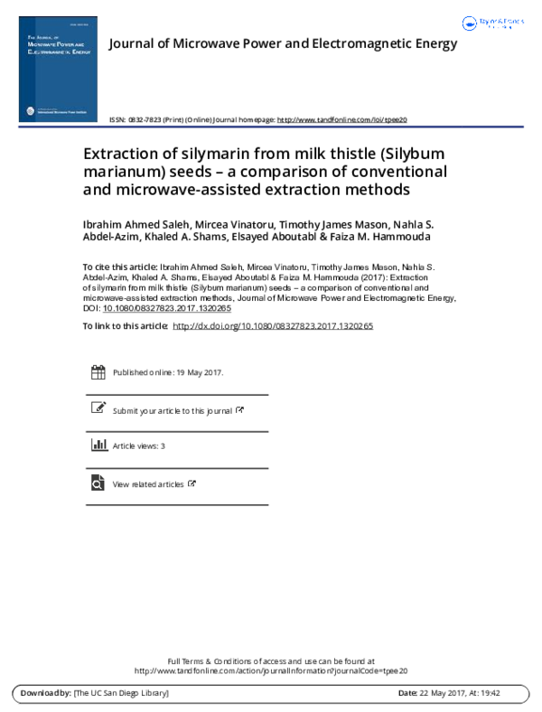 (PDF) Extraction of silymarin from milk thistle (Silybum marianum ...