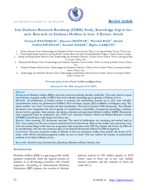 (PDF) Roadmap ( IDRR ) Study ; Knowledge Gap in Genetic Research on ...