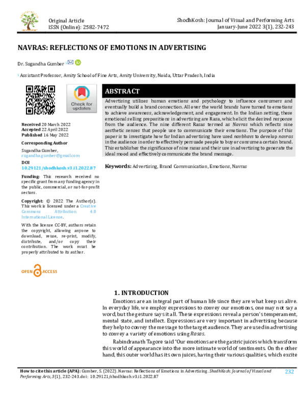 (PDF) Navras: Reflections of Emotions in Advertising