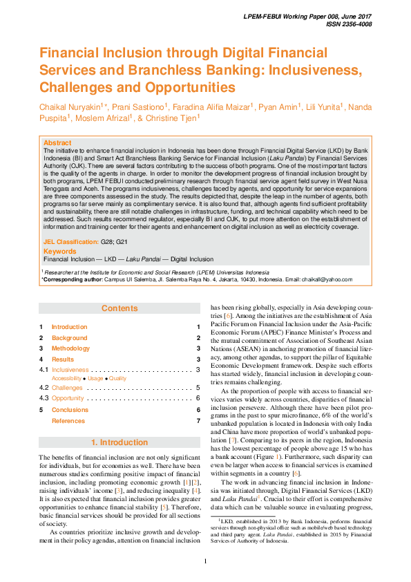 (PDF) Financial Inclusion through Digital Financial Services and ...