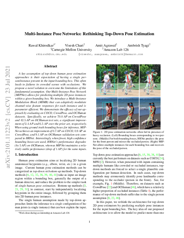 (PDF) Multi-Instance Pose Networks: Rethinking Top-Down Pose Estimation