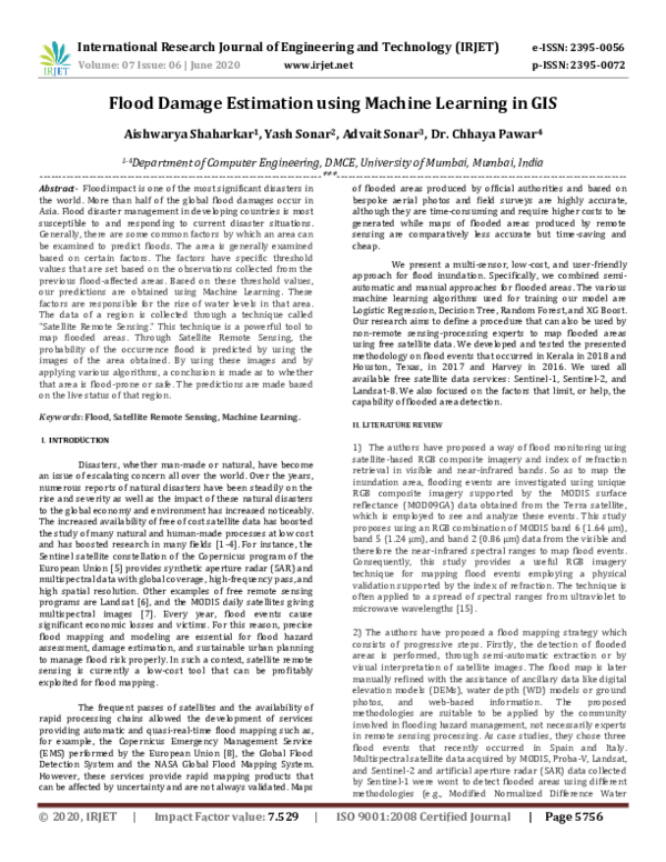 (PDF) Flood Damage Estimation using Machine Learning in GIS