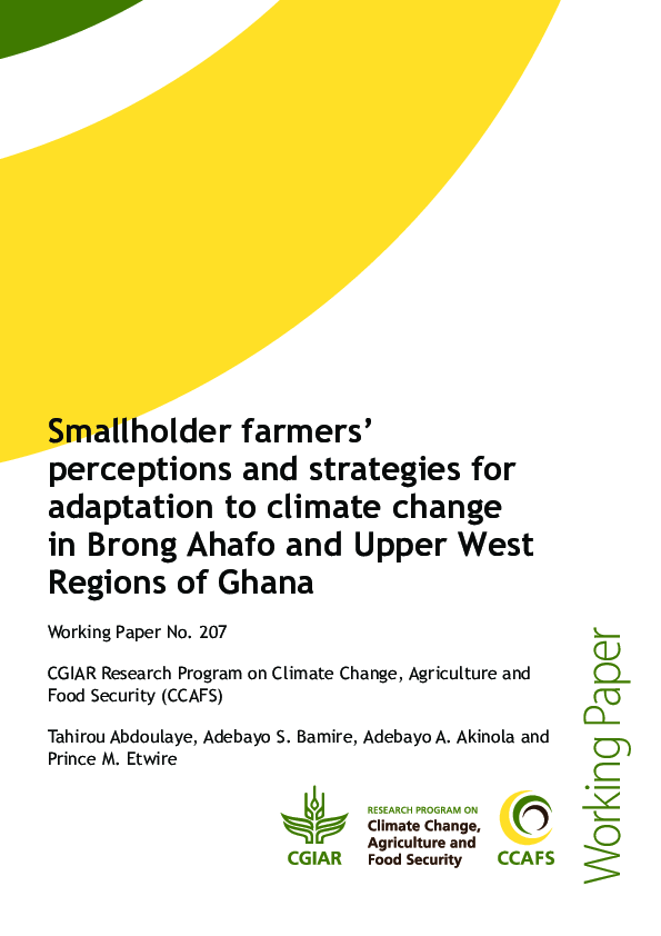 (PDF) Smallholder farmers’ perceptions and strategies for adaptation to climate change in Brong ...