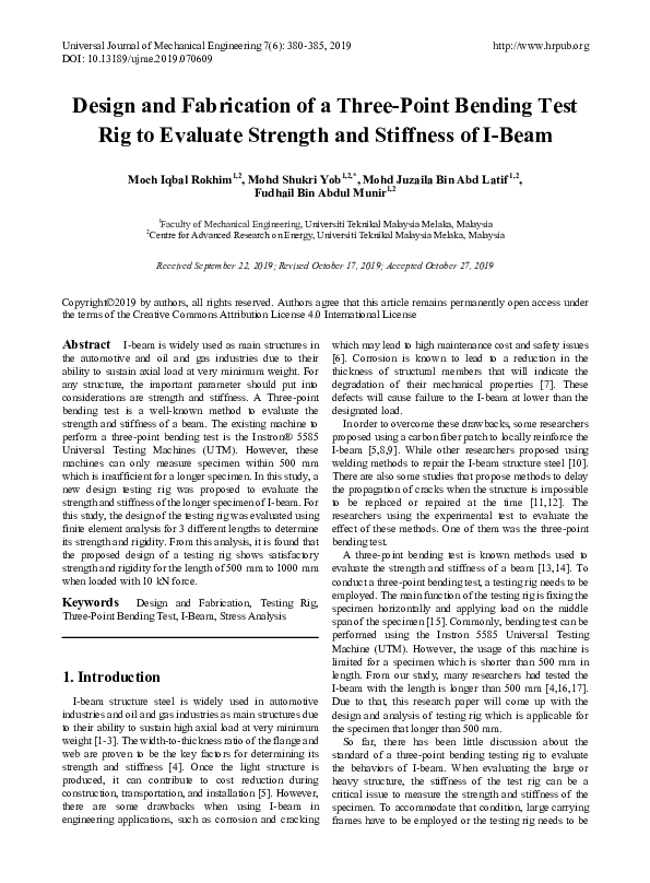(PDF) Design and Fabrication of a Three-Point Bending Test Rig to ...