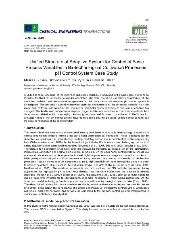 (PDF) Unified Structure of Adaptive System for Control of Basic Process Variables in ...