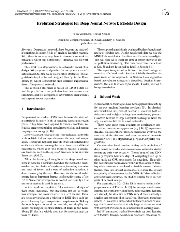 (PDF) Evolution Strategies for Deep Neural Network Models Design