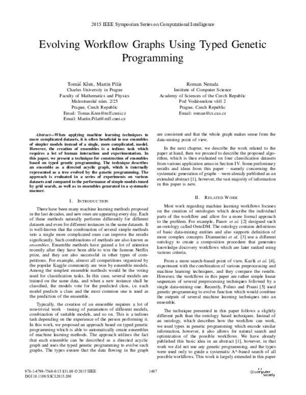 Pdf Evolving Workflow Graphs Using Typed Genetic Programming Roman Neruda 