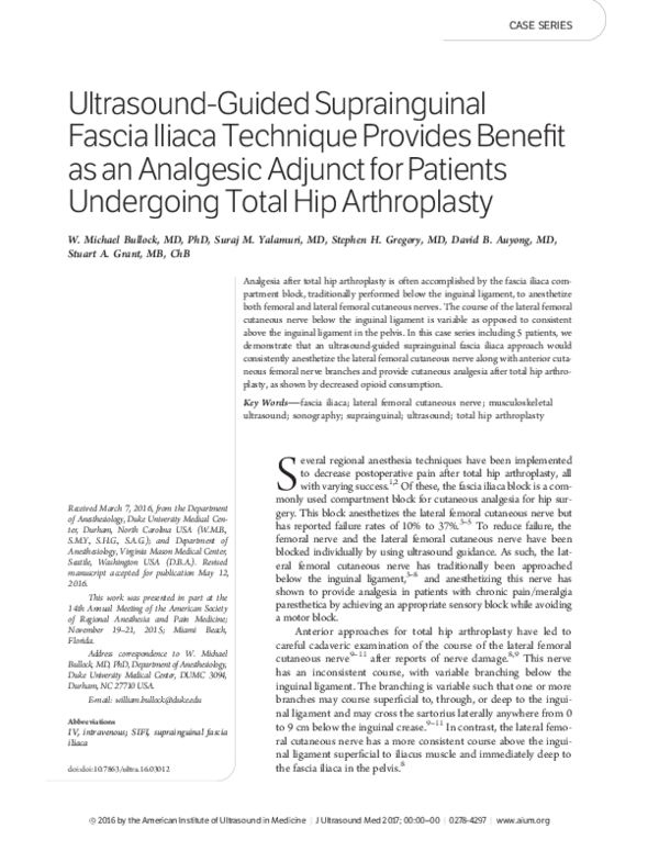 (PDF) Ultrasound-guided supra-inguinal fascia iliaca block: a cadaveric ...