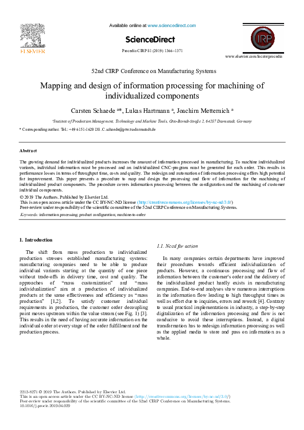 (PDF) Mapping and design of information processing for machining of ...
