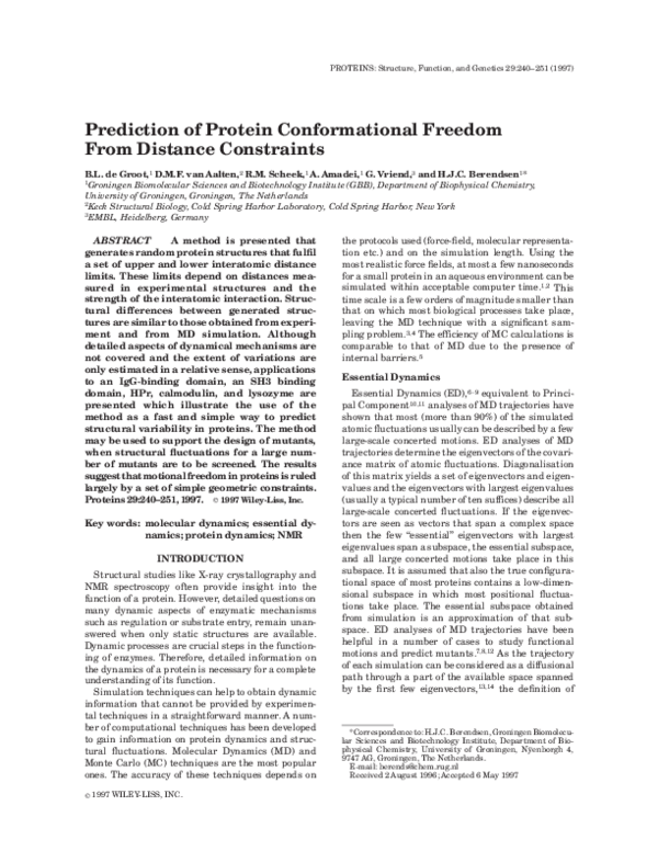 (PDF) Prediction of protein conformational freedom from distance ...
