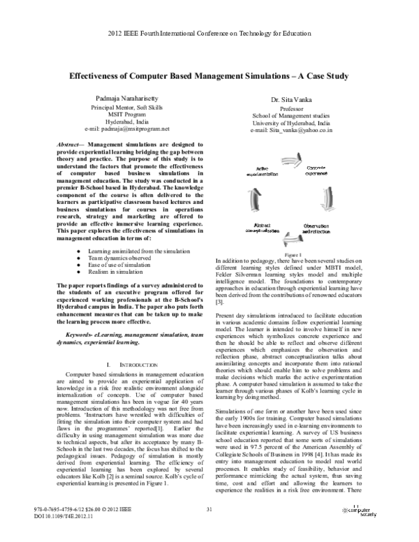 (PDF) Effectiveness of Computer Based Management Simulations -- A Case Study