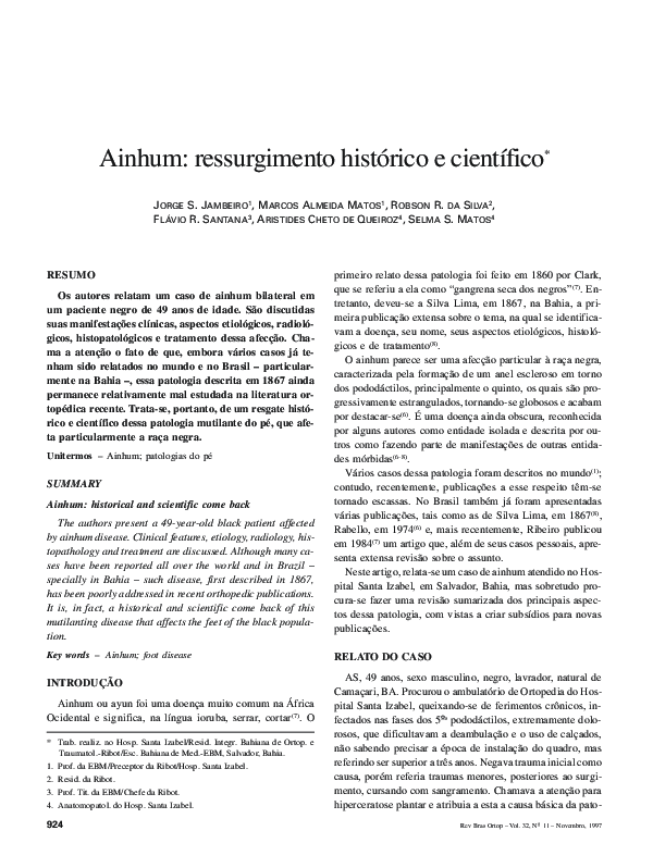 (PDF) Ainhum: ressurgimento histórico e científico
