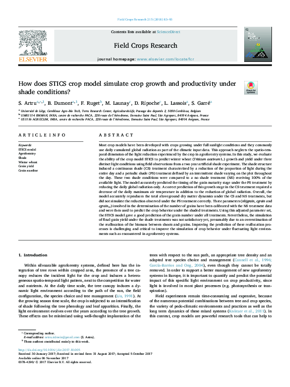 (PDF) How does STICS crop model simulate crop growth and productivity ...