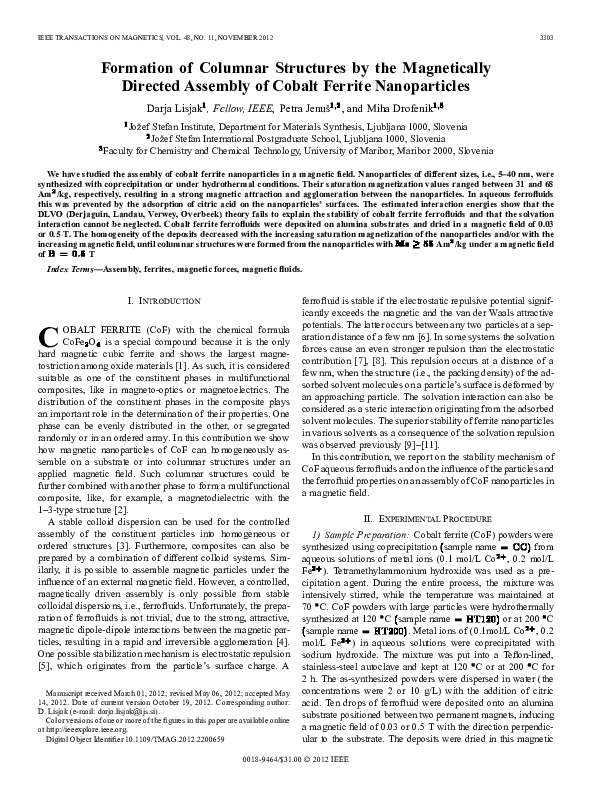 (PDF) Formation of Columnar Structures by the Magnetically Directed ...