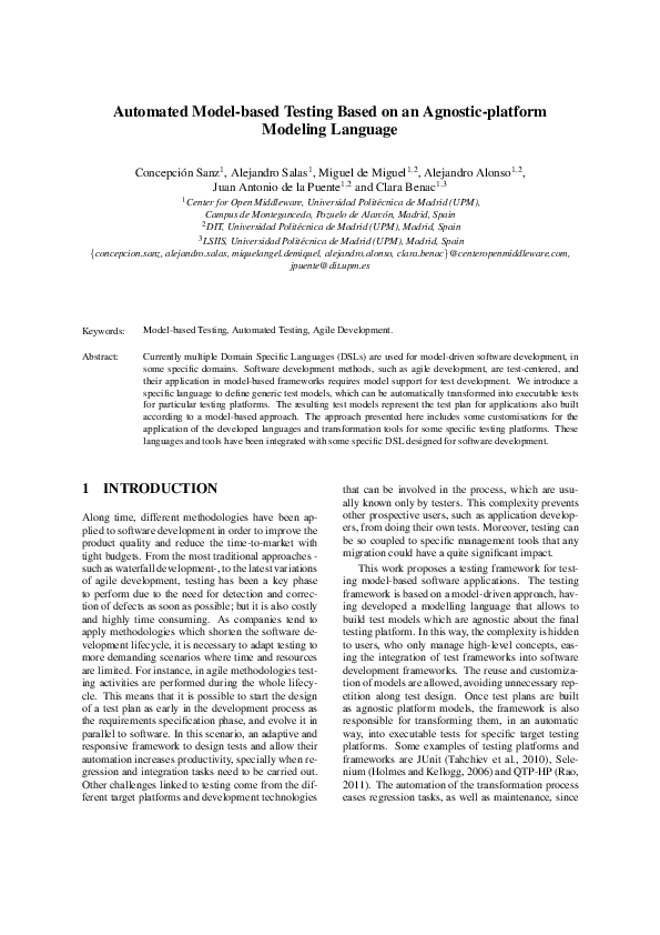 Pdf Automated Model Based Testing Based On An Agnostic Platform Modeling Language
