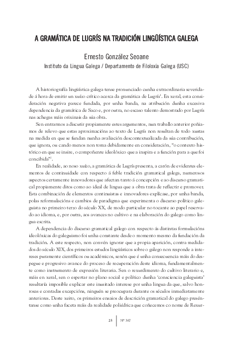 (PDF) gramática de Lugrís na tradición lingüística galega