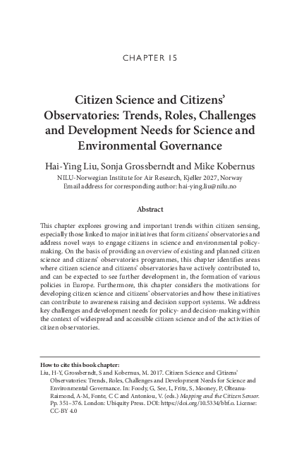 (PDF) Citizen Science and Citizens’ Observatories: Trends, Roles ...