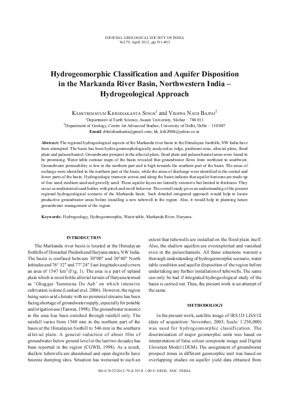 (PDF) Hydrogeomorphic classification and aquifer disposition in the ...