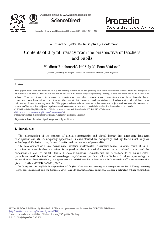 (PDF) Contents of Digital Literacy from the Perspective of Teachers and ...