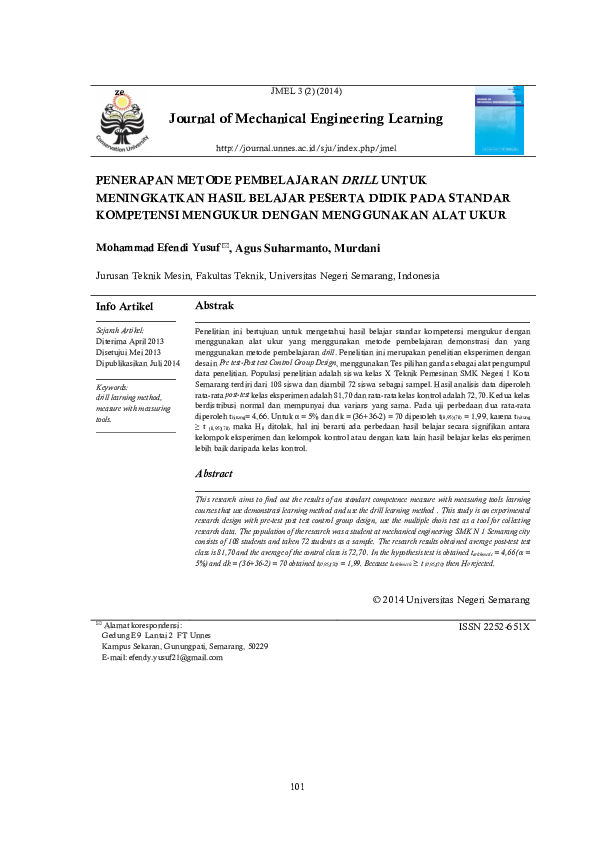 (PDF) Journal of Mechanical Engineering Learning