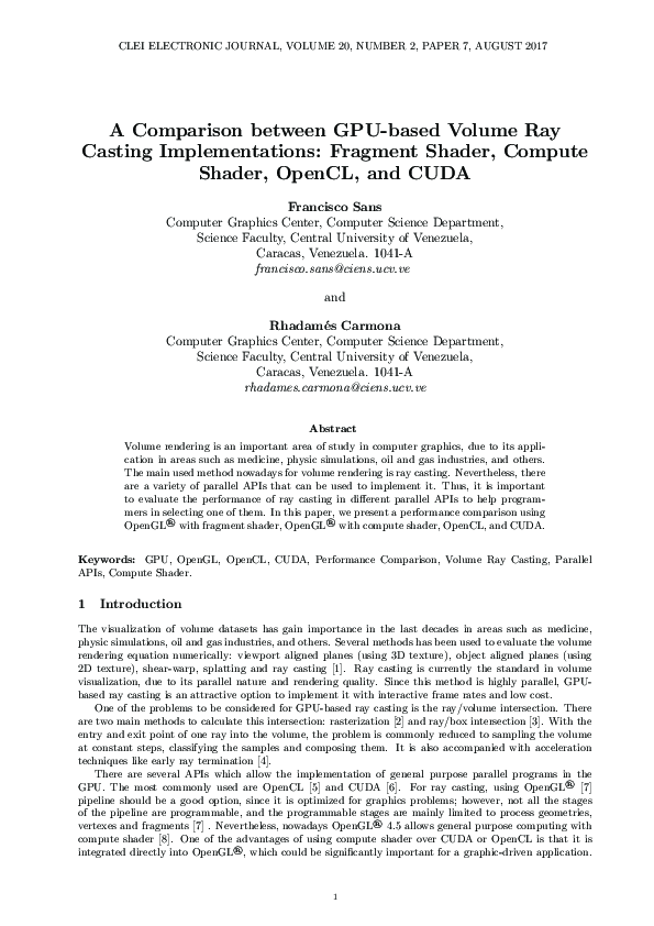 Pdf A Comparison Between Gpu Based Volume Ray Casting Implementations Fragment Shader 4581