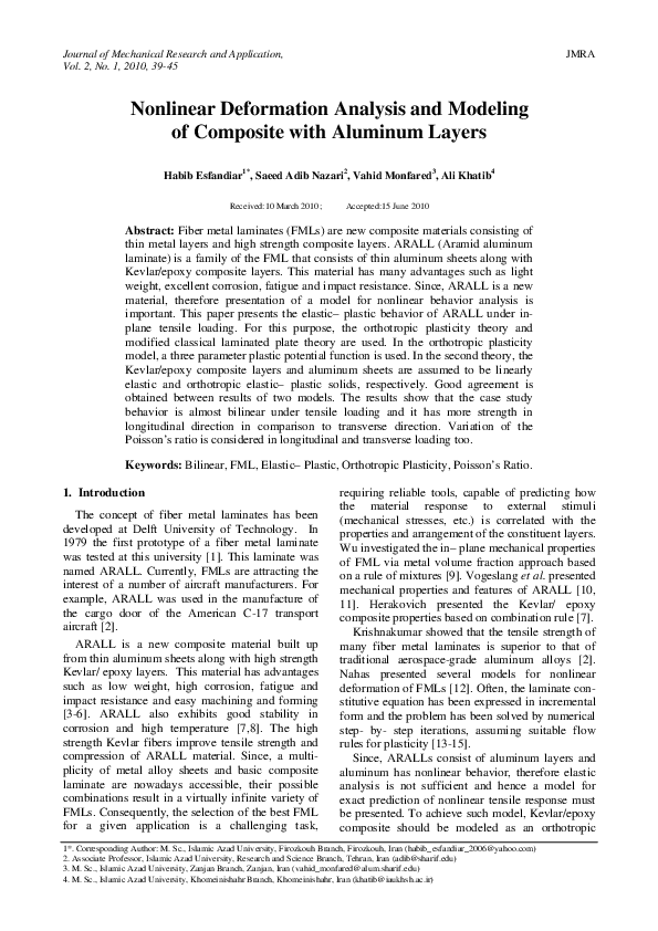 (PDF) Nonlinear Deformation Analysis and Modeling of Composite with ...