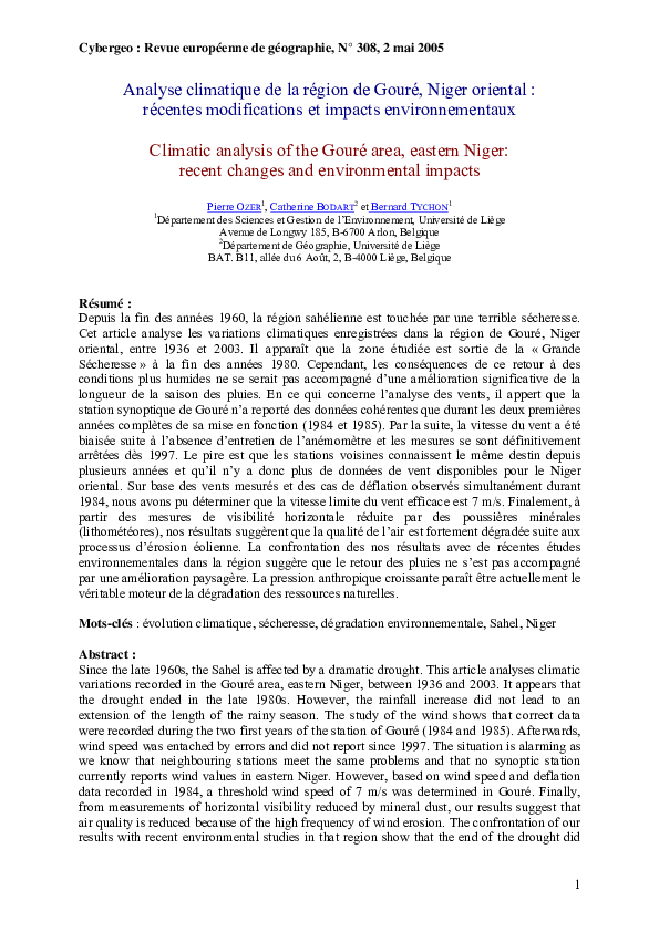 (PDF) Climatic analysis of the Gouré area, eastern Niger: recent ...
