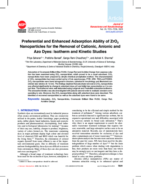 (PDF) Preferential and Enhanced Adsorption Ability of ZrO2 ...