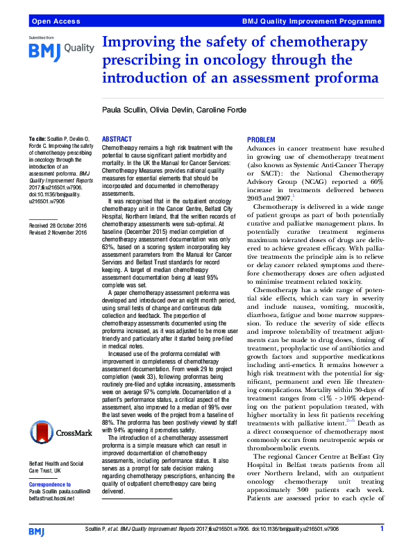 (PDF) Improving the safety of chemotherapy prescribing in oncology ...
