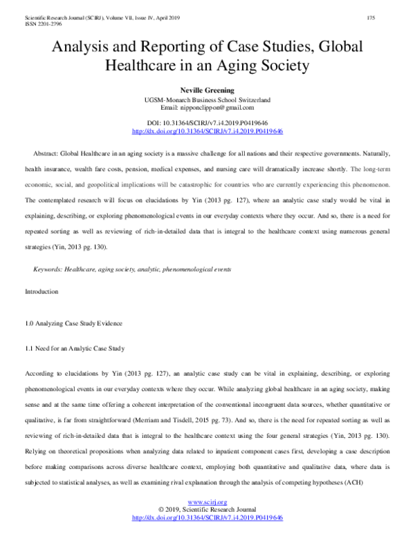 (PDF) Analysis and Reporting of Case Studies, Global Healthcare in an ...