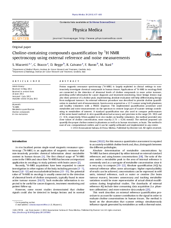 (PDF) Choline-containing compounds quantification by 1H NMR ...
