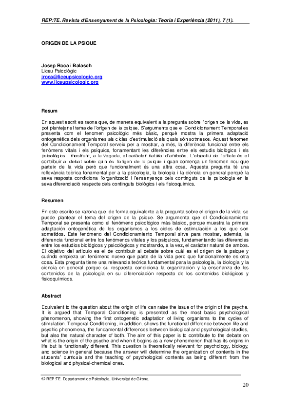 (PDF) Origen de la psique