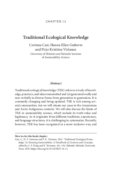 (PDF) Traditional Ecological Knowledge