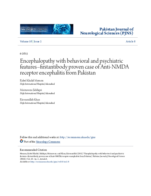 (PDF) Encephalopathy with behavioral and psychiatric features ...