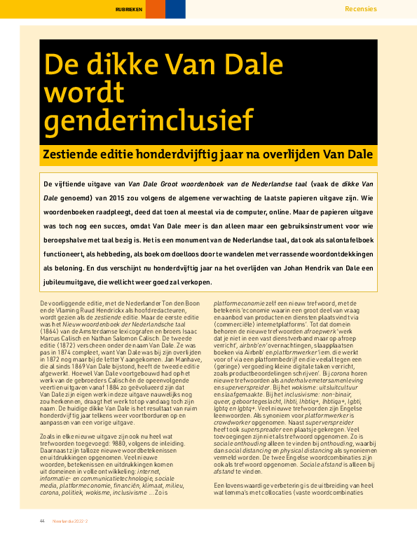 (PDF) Recensie van: Ton den Boon & Ruud Hendrickx (red.), Van Dale ...