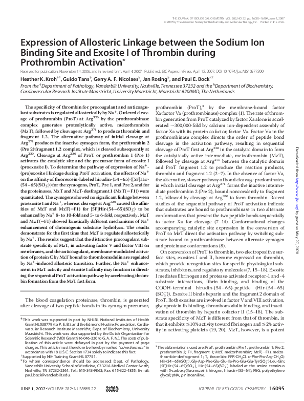 (PDF) Expression of Allosteric Linkage between the Sodium Ion Binding ...
