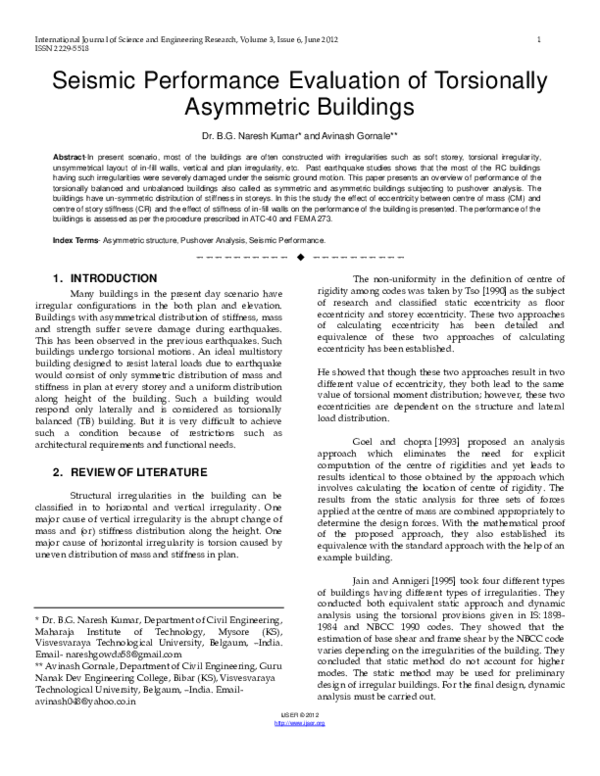 (PDF) Seismic Performance Evaluation of Torsionally Asymmetric Buildings