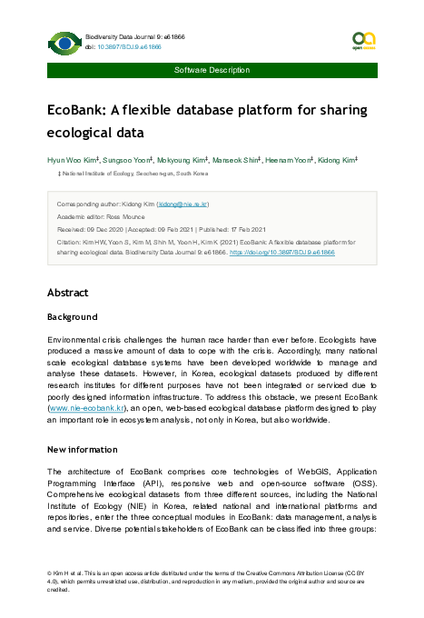 (PDF) EcoBank: A flexible database platform for sharing ecological data