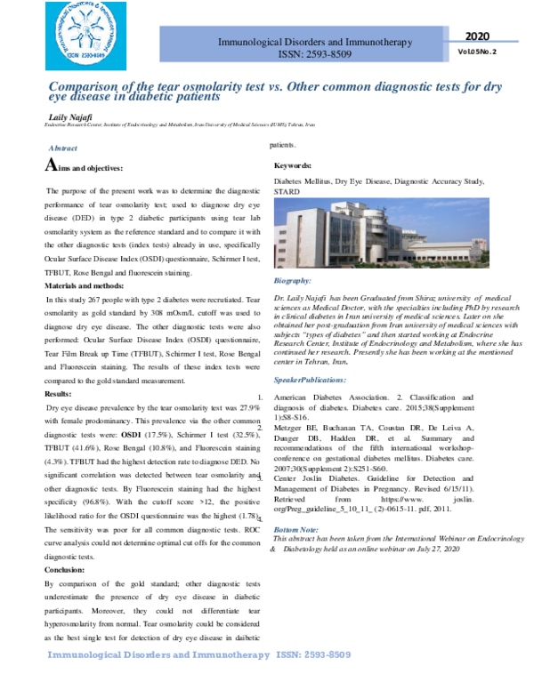 (PDF) Comparison of the tear osmolarity test vs. Other common ...